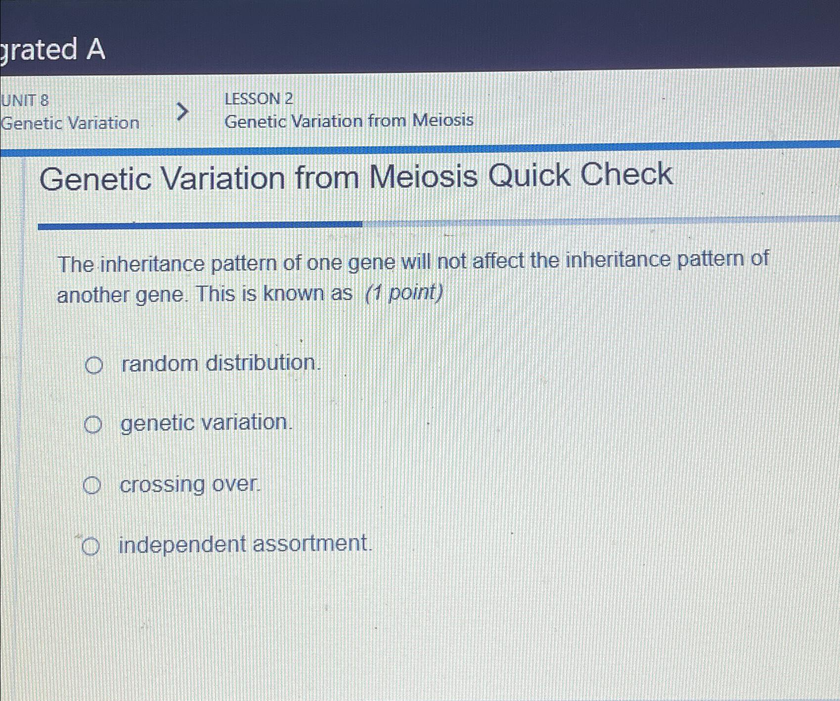 Solved yrated AUNIT 8LESSON 2Genetic VariationGenetic | Chegg.com