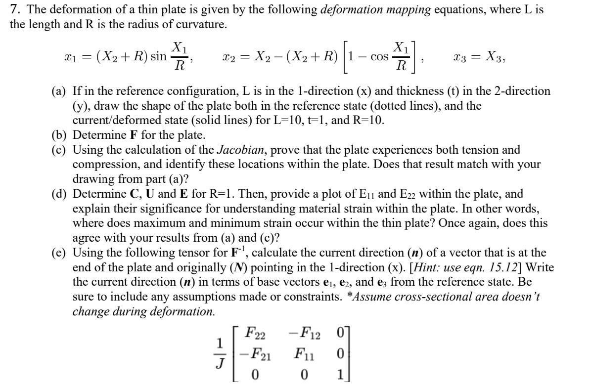 Solved The deformation of a thin plate is given by the | Chegg.com