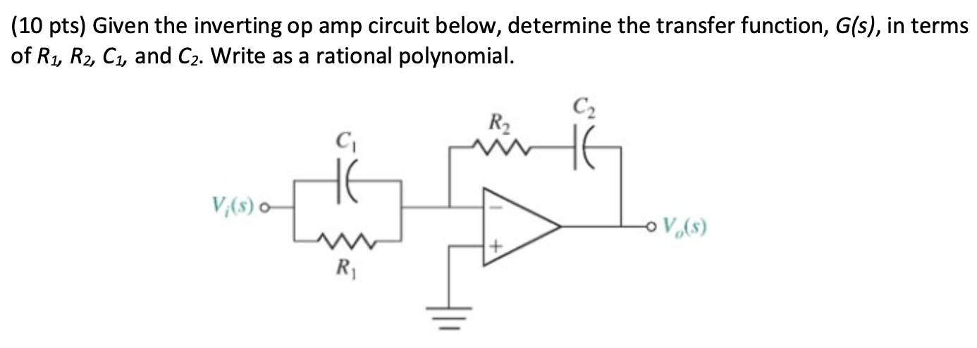 Solved (10 ﻿pts) ﻿Given the inverting op amp circuit below, | Chegg.com