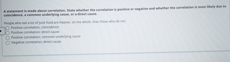 Solved A statement is made about correlation. State whether | Chegg.com