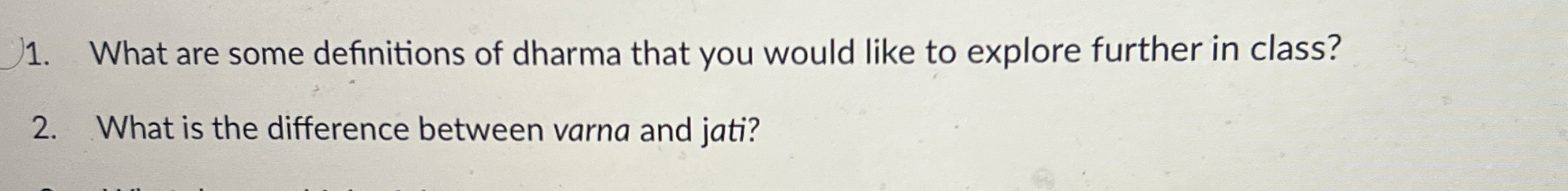 Solved What are some definitions of dharma that you would | Chegg.com