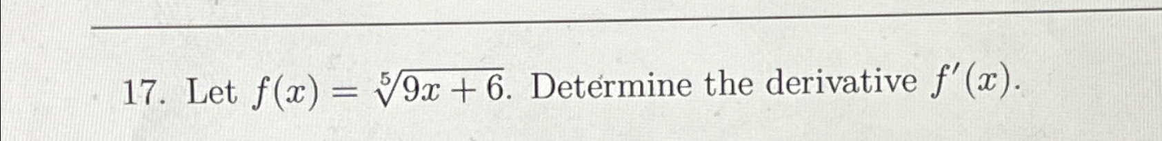Solved Let f(x)=9x+65. ﻿Determine the derivative f'(x). | Chegg.com