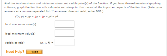 Solved Find the local maximum and minimum values and saddle | Chegg.com
