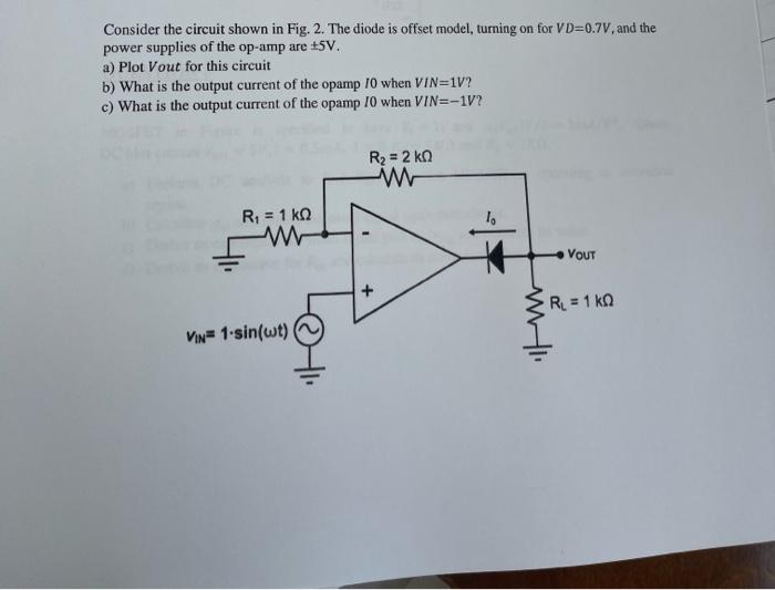 Solved Consider the circuit shown in Fig. 2. The diode is | Chegg.com