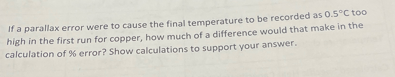 Solved If a parallax error were to cause the final | Chegg.com