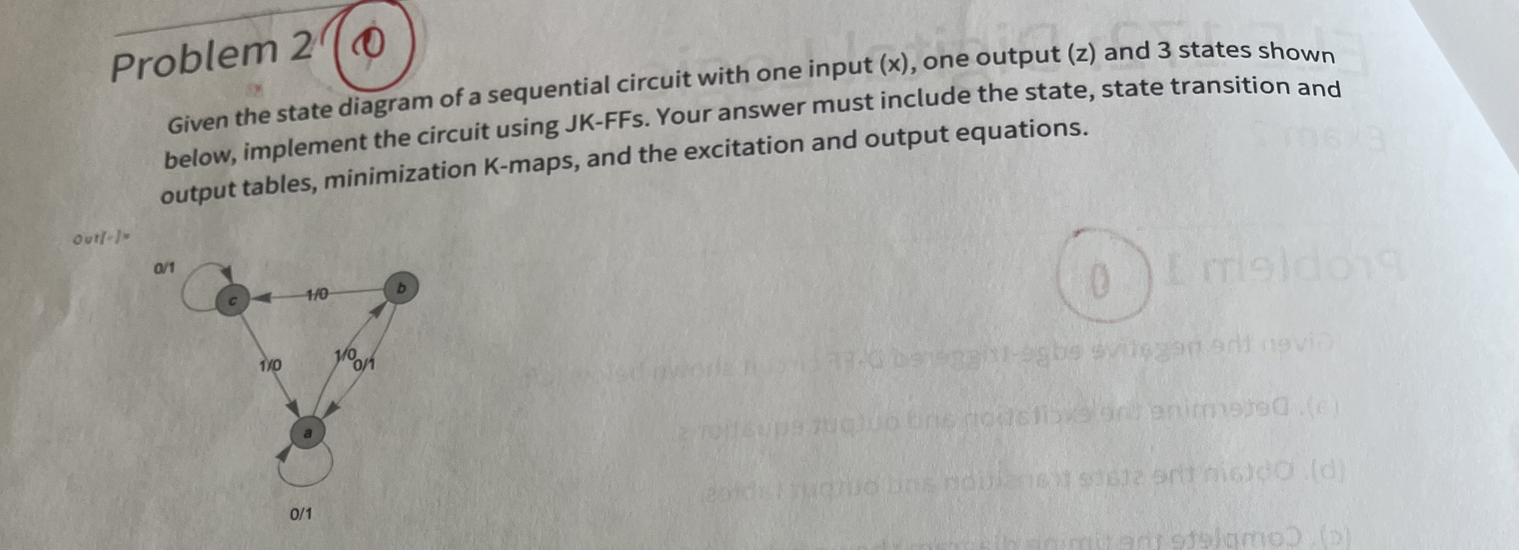 Solved problem 2Given the state diagram of a sequential | Chegg.com