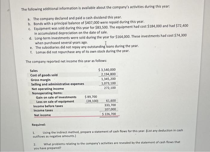Solved Prepare and Interpret a Statement of Cash Flows - A | Chegg.com
