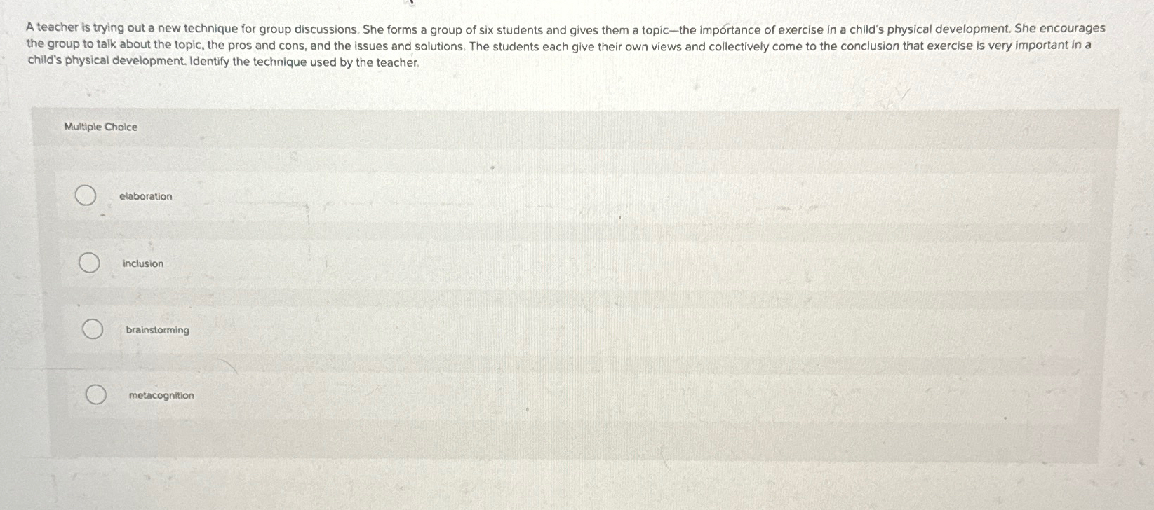 Solved child's physical development. Identify the technique | Chegg.com