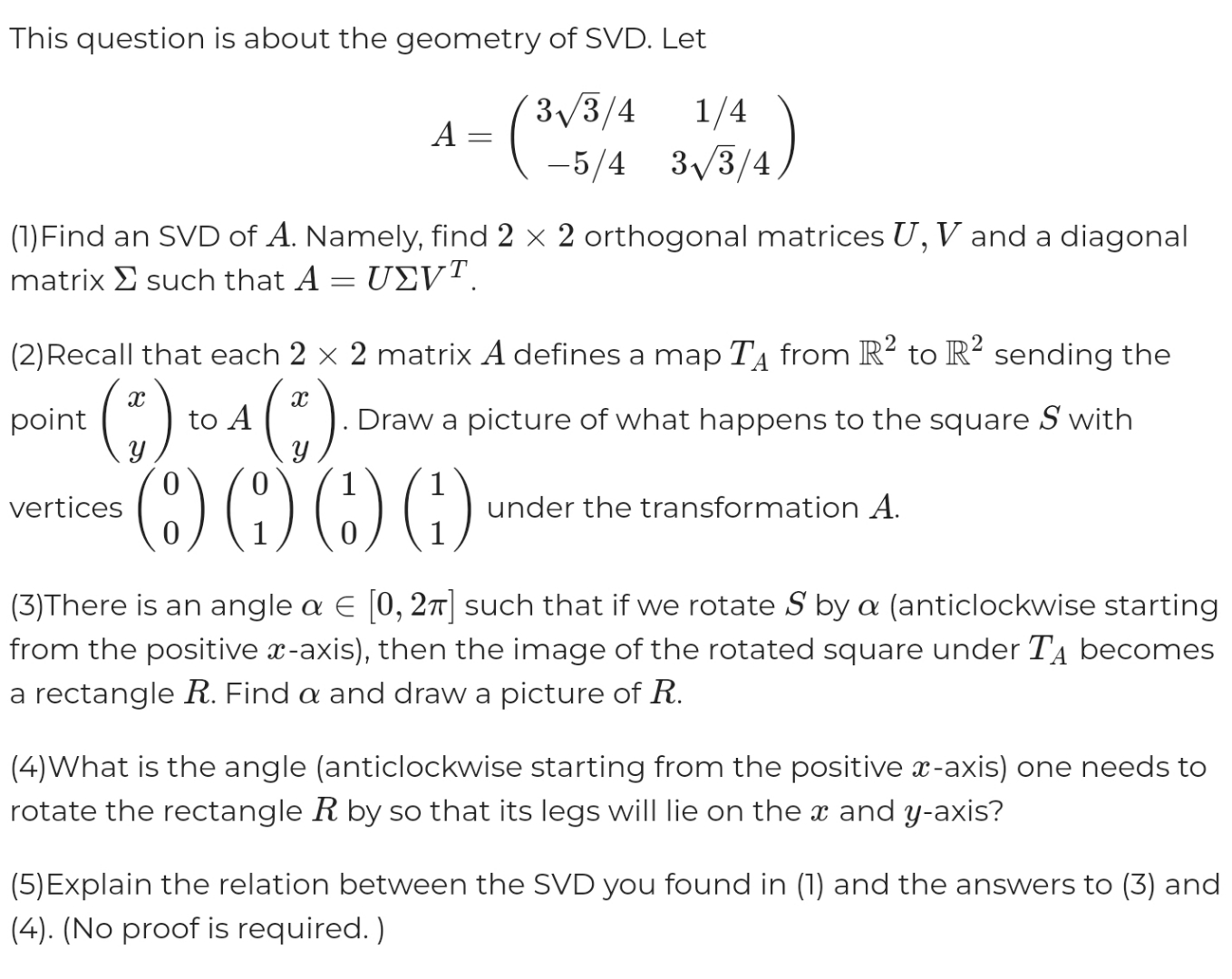 This question is about the geometry of SVD. | Chegg.com