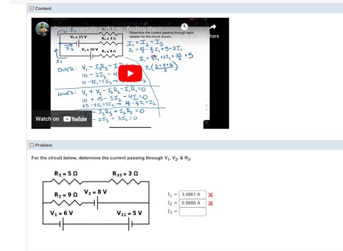 Solved Problem For the circuit below, determine the current | Chegg.com