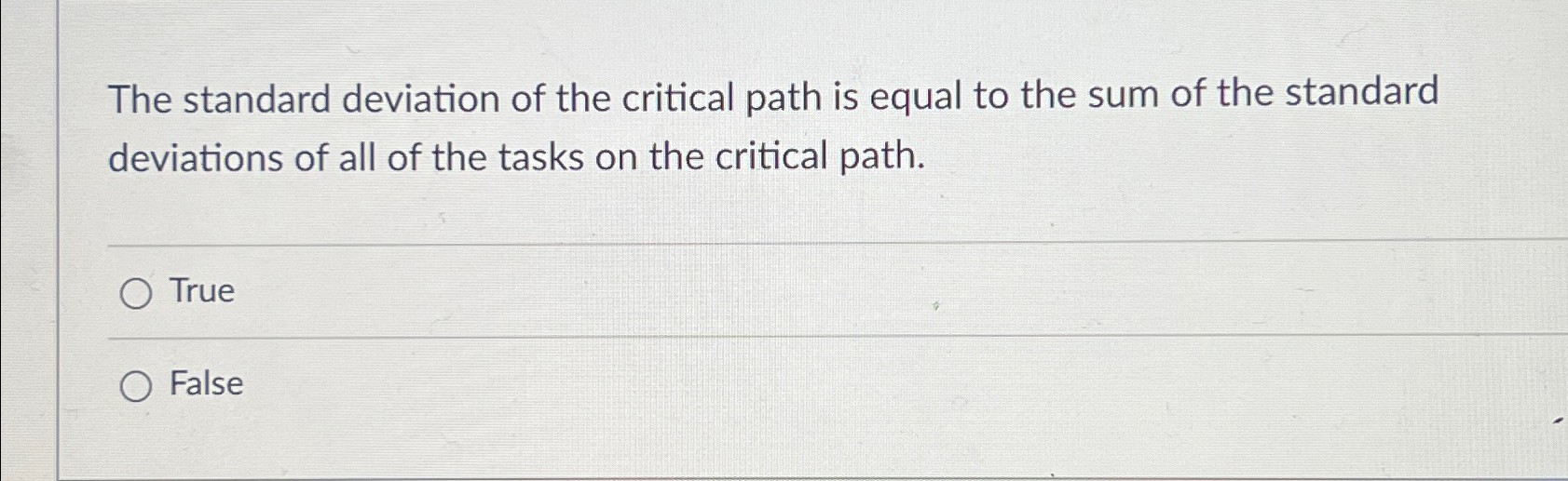 Solved The standard deviation of the critical path is equal | Chegg.com
