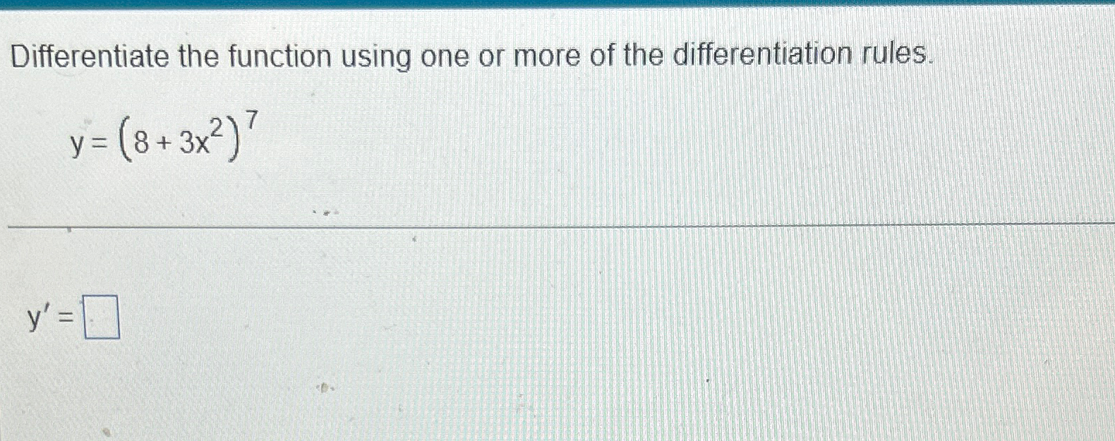 Solved Differentiate the function using one or more of the | Chegg.com