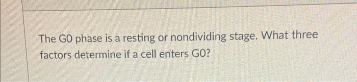 Solved The GO phase is a resting or nondividing stage. What | Chegg.com
