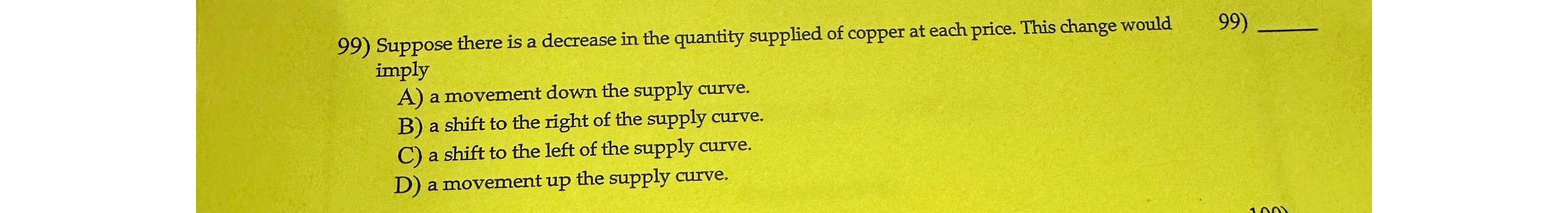 Solved Suppose there is a decrease in the quantity supplied | Chegg.com