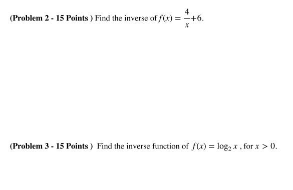 Solved (Problem 2 - 15 Points ) Find the inverse of | Chegg.com