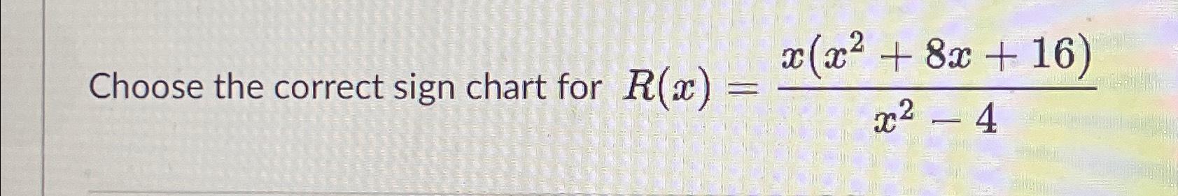 Solved Choose the correct sign chart for | Chegg.com