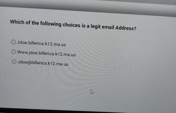 Solved Which of the following choices is a legit email | Chegg.com