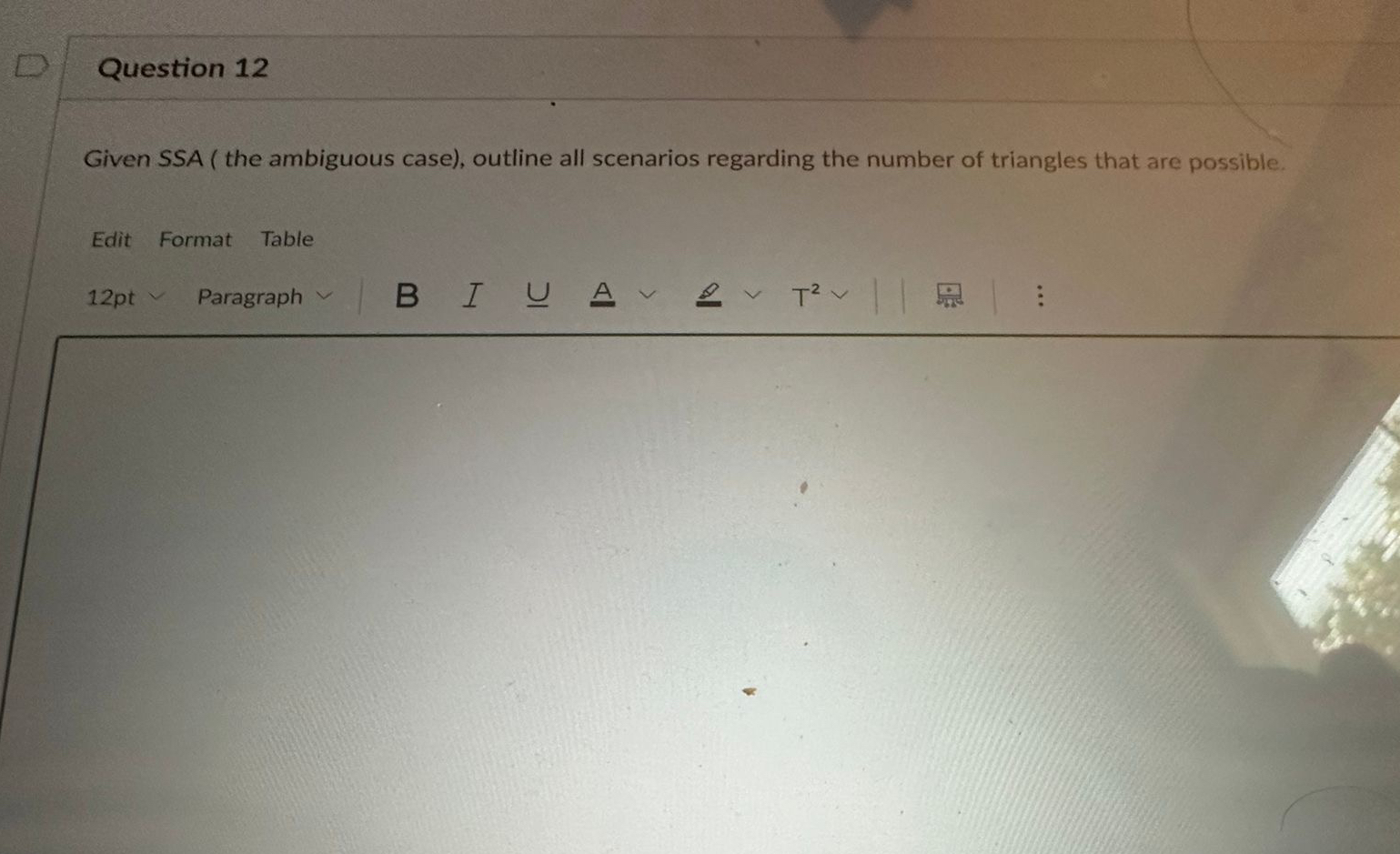 Solved Question 12Given SSA ( ﻿the ambiguous case), ﻿outline | Chegg.com