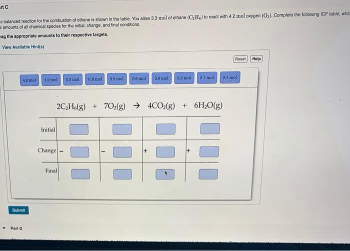 Solved urt e balanced reaction for the combustion of ethane | Chegg.com