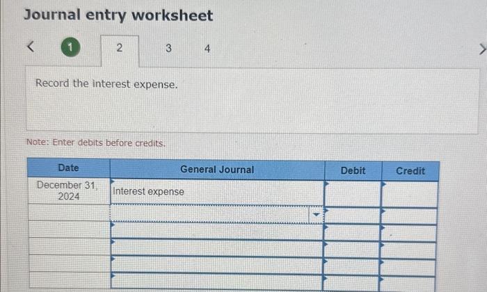 Solved Journal entry worksheet Record the interest expense. | Chegg.com