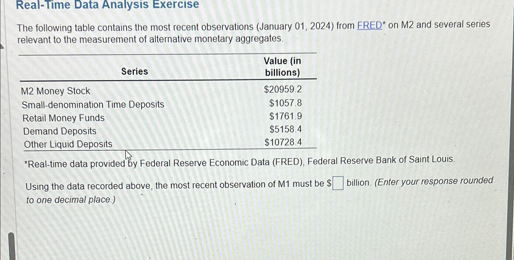 Solved Real-Time Data Analysis ExerciseThe following table | Chegg.com