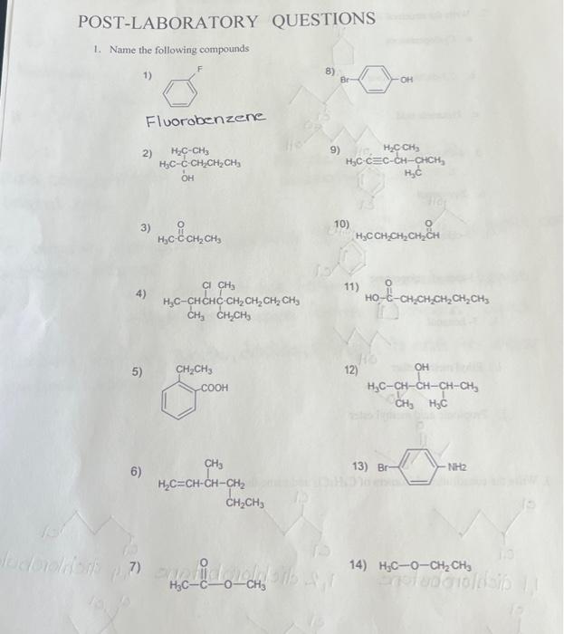 Solved POST-LABORATORY QUESTIONS 1. Name the following | Chegg.com