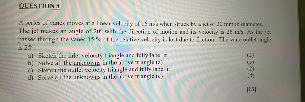 Solved QUESTION 8A series of vanes moves at a linear | Chegg.com