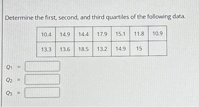 Solved Determine the first, second, and third quartiles of | Chegg.com