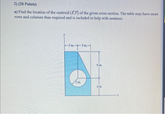 Solved a) Find the location of the centroid (X,Y) of the | Chegg.com