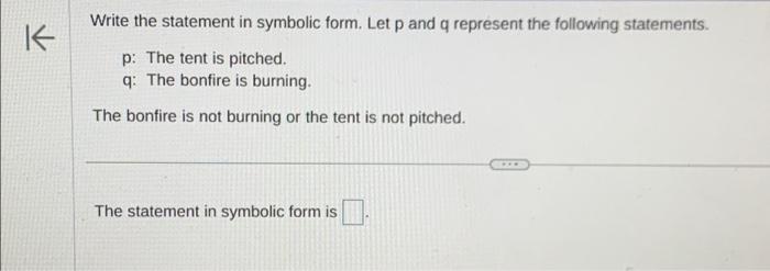 Solved K Write the statement in symbolic form. Let p and q | Chegg.com
