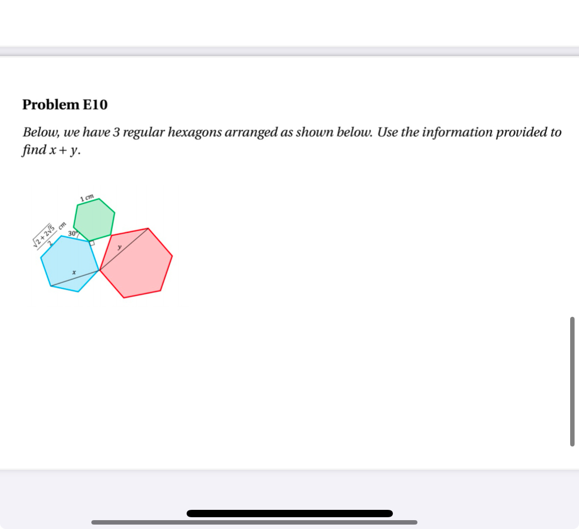Problem E10Below, we have 3 ﻿regular hexagons | Chegg.com