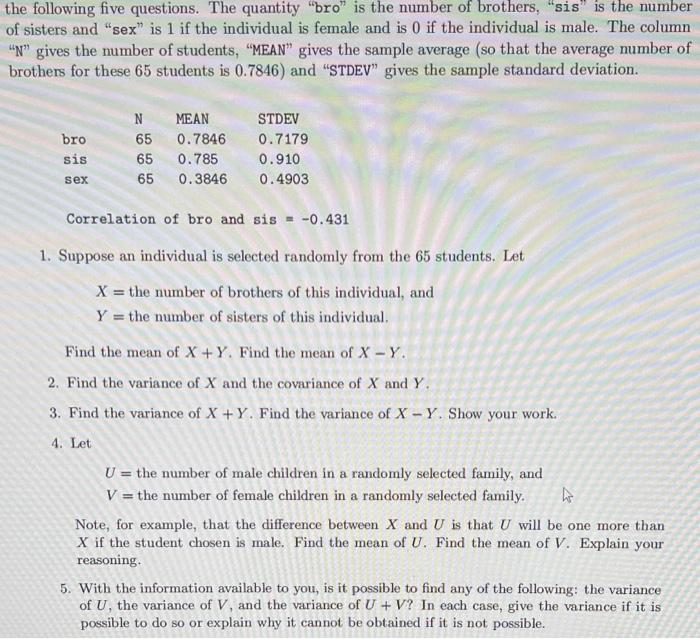 Solved the following five questions. The quantity "bro" is | Chegg.com