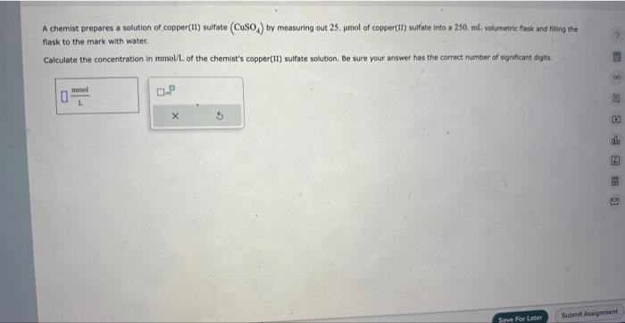 Solved A chemist prepares a solution of copper(II) sulfate | Chegg.com