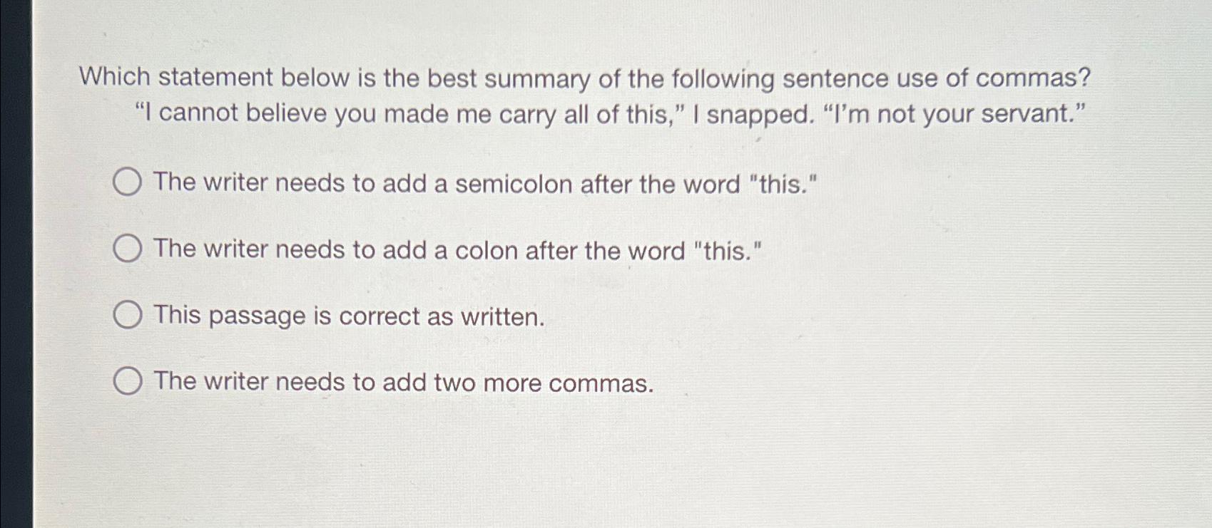 Solved Which statement below is the best summary of the | Chegg.com