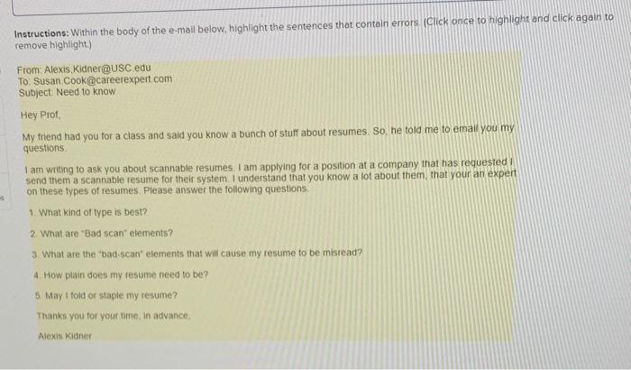 Solved PLEASE FOLLOW THE INSTRUCTIONS, HIGHLIGHT THE | Chegg.com