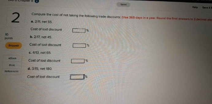 Solved Compute the cost of not taking the following trade | Chegg.com