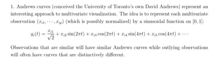 Solved 2. (a) If {gi(t)} are the Andrews curves defined in | Chegg.com