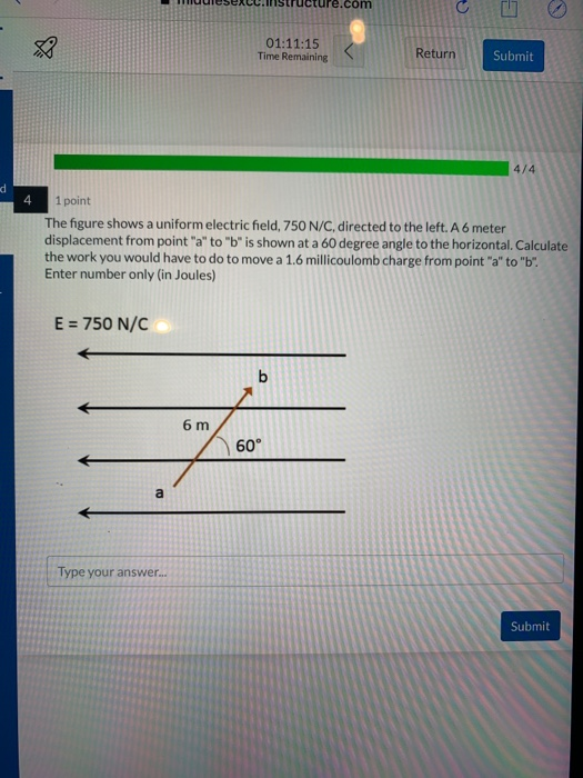 Solved C 01:11:15 Time Remaining Return Submit 4/4 d 1 point | Chegg.com