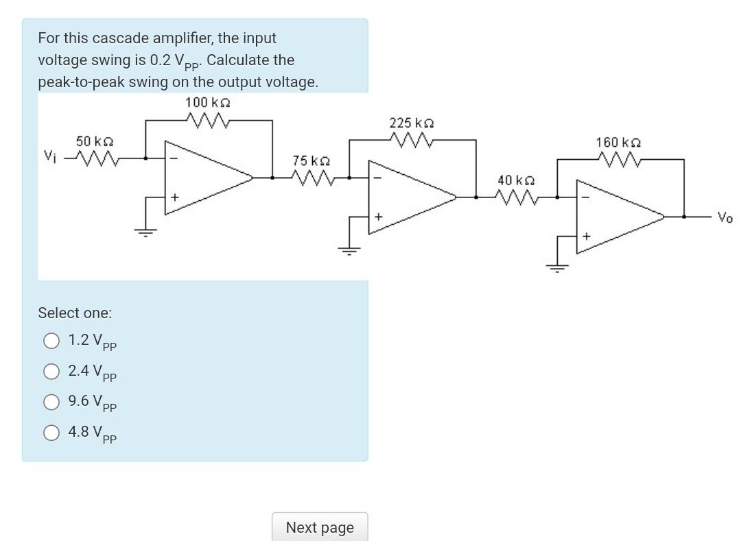 Solved For this cascade amplifier, the input voltage swing | Chegg.com