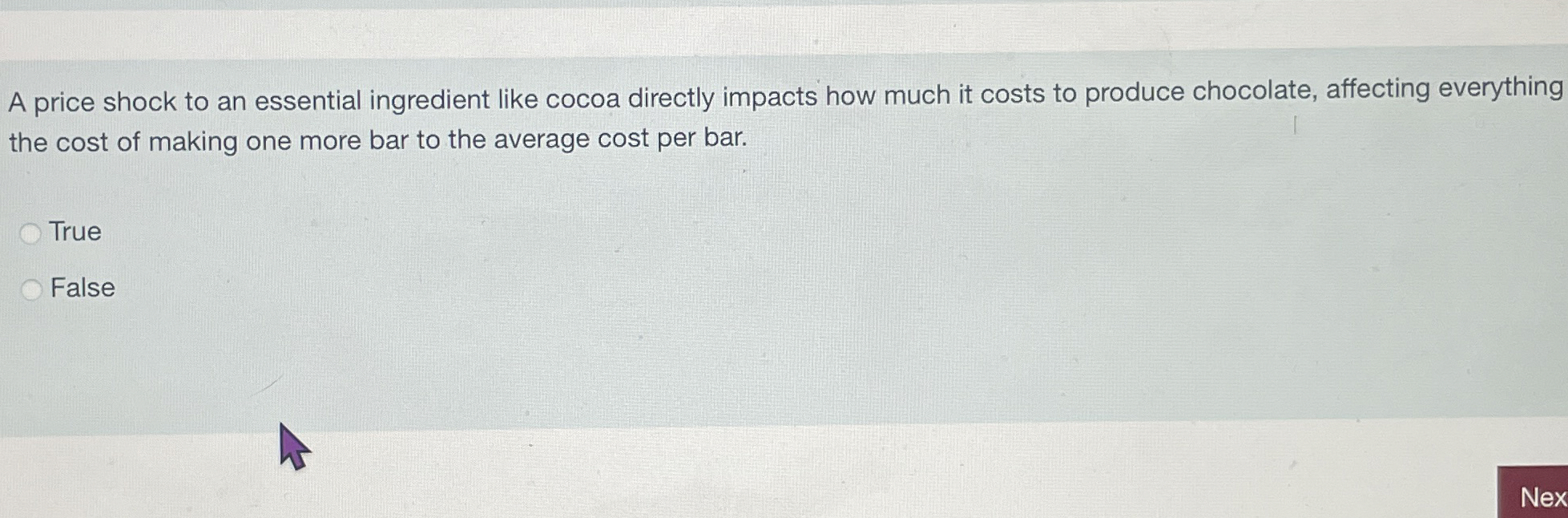 Solved A price shock to an essential ingredient like cocoa | Chegg.com