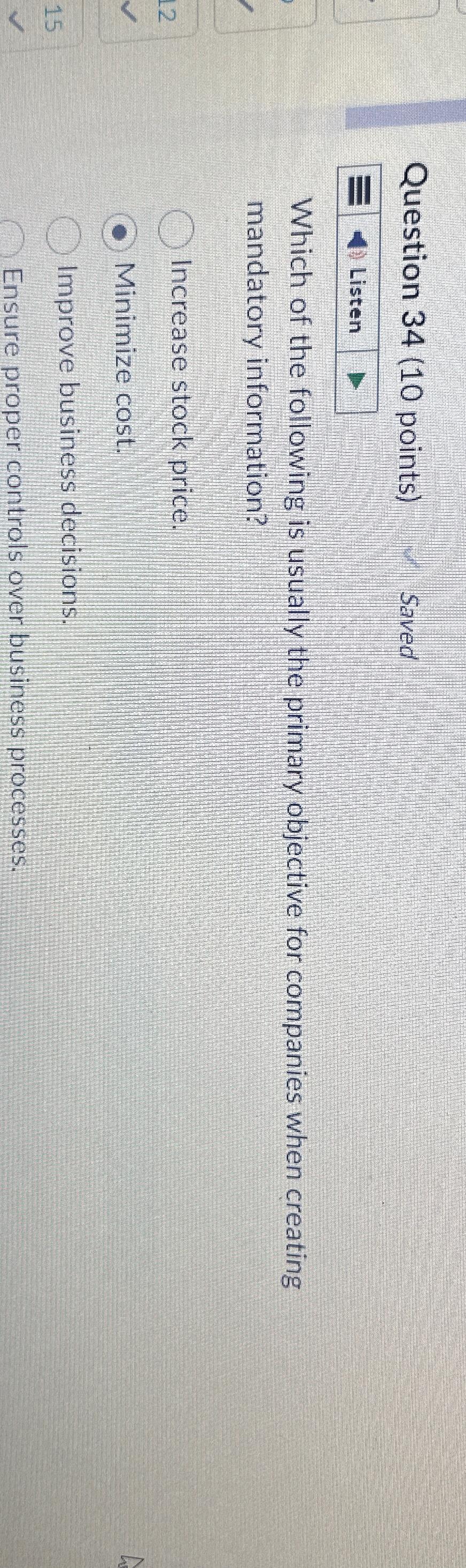 Solved Question 34 (10 ﻿points)SavedListenWhich of the | Chegg.com