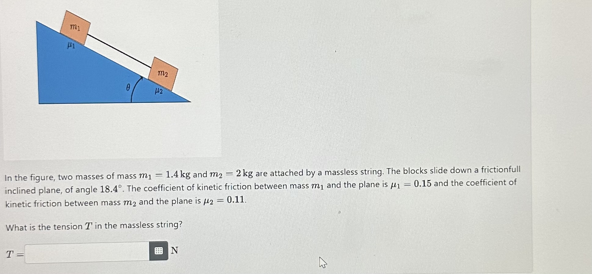 Solved In the figure, two masses of mass m1=1.4kg ﻿and | Chegg.com