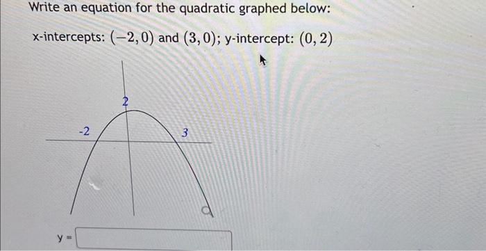 Solved Write an equation for the quadratic graphed below: | Chegg.com