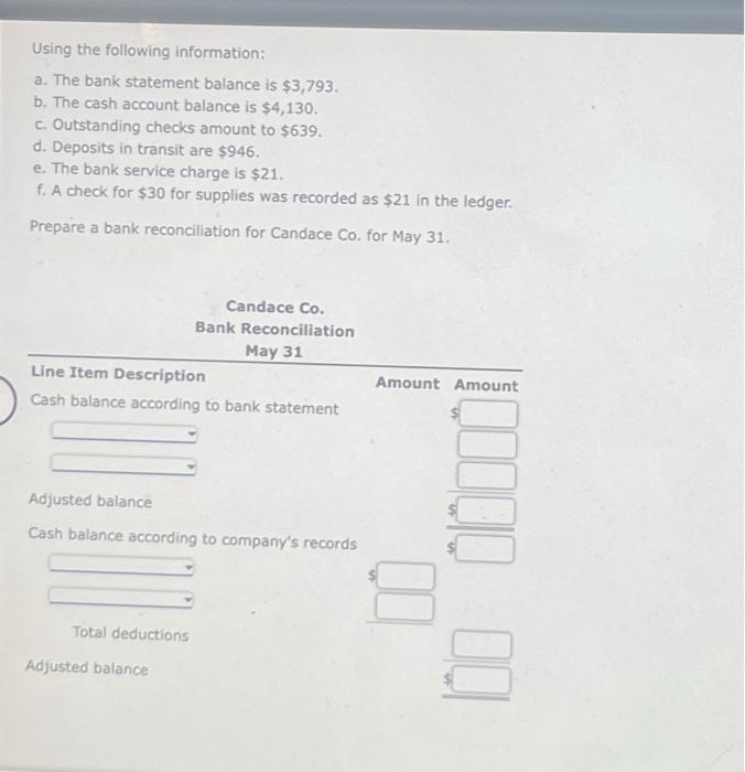 Solved Using the following information: a. The bank | Chegg.com