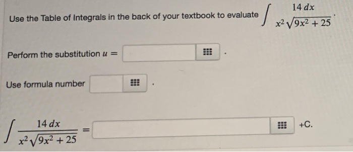 Solved Use the Table of Integrals in the back of your | Chegg.com