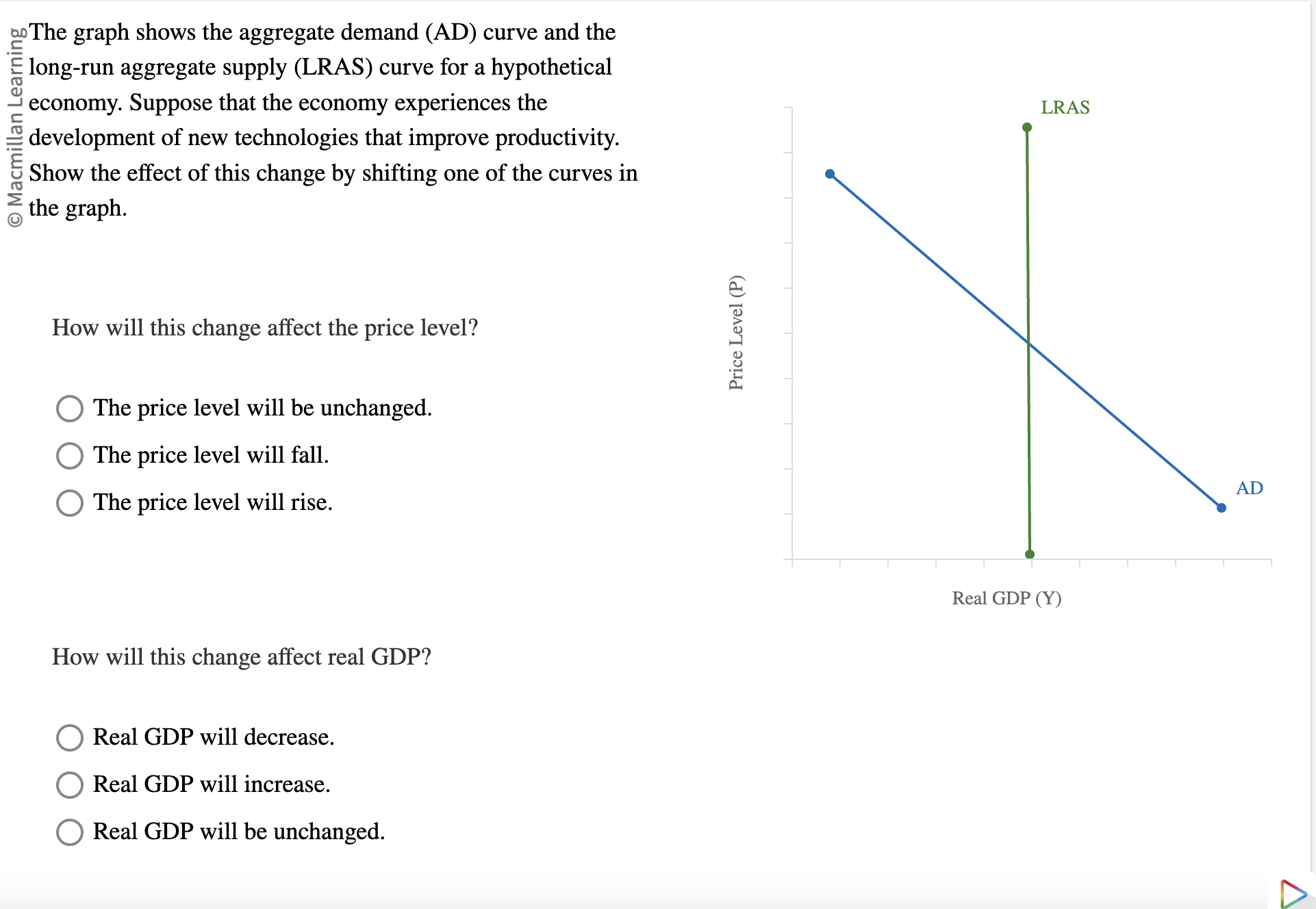 Solved How will this change affect real GDP?Real GDP will | Chegg.com