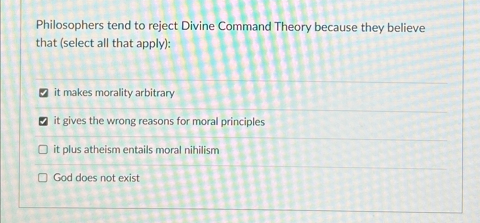Solved Philosophers tend to reject Divine Command Theory | Chegg.com