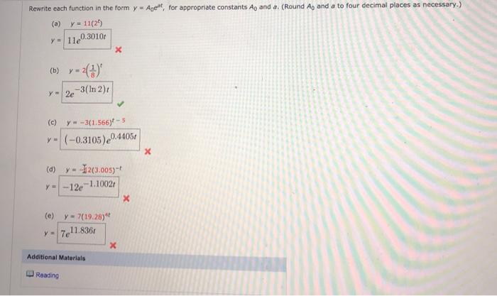 Solved Rewrite each function in the form y Apeut, for | Chegg.com