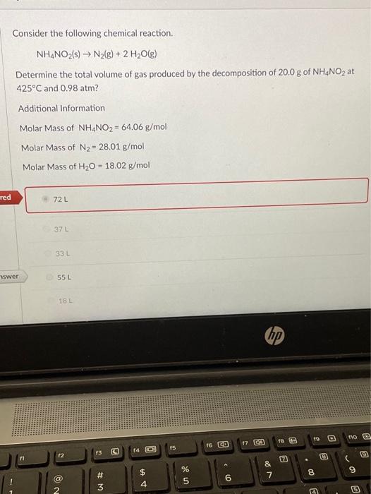 Solved Consider the following chemical reaction. NH4NO2() | Chegg.com