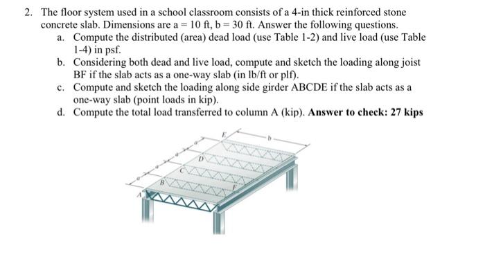 2. The floor system used in a school classroom | Chegg.com